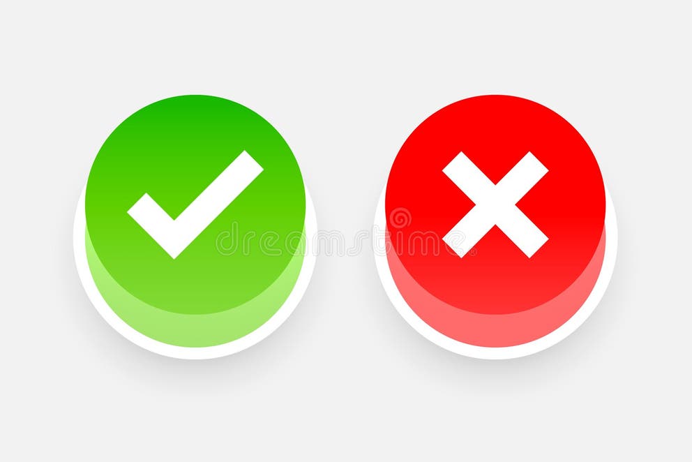 3d Style Correct and Incorrect Checkmark Symbol Design Stock Vector ...