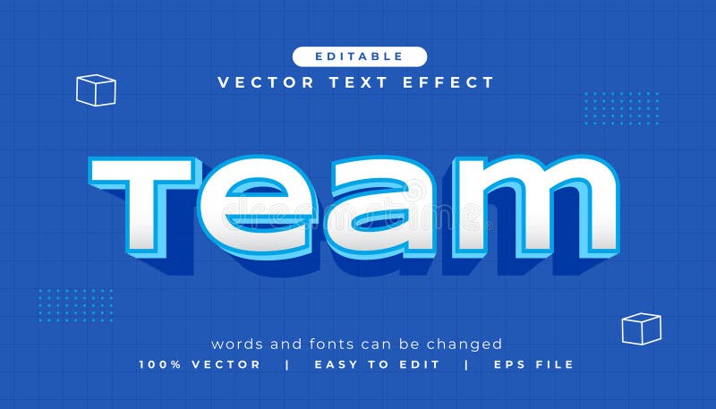 3d Style Editable Team Font Text Effect Stock Vector - Illustration of ...