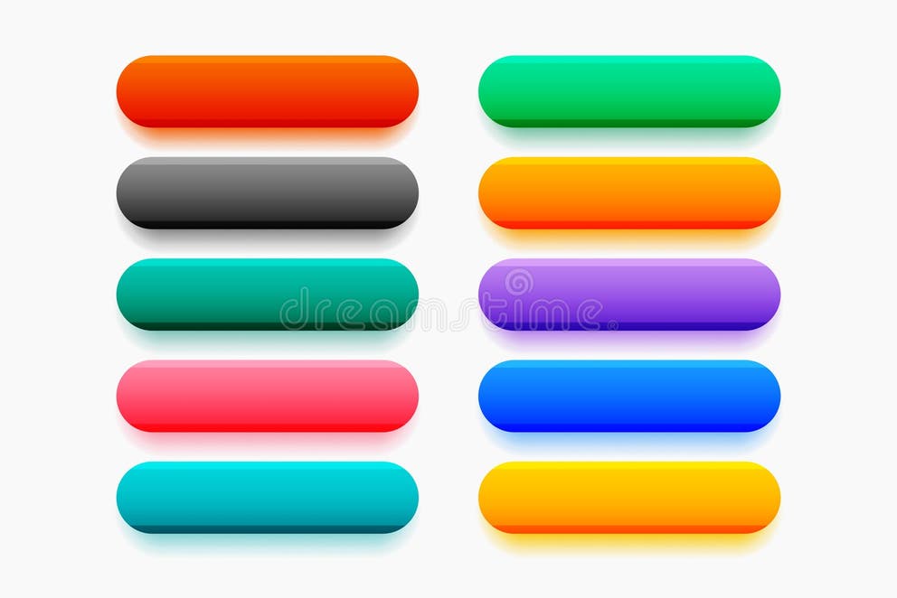 3d Style Empty Rectangular Web Button in Set Stock Vector ...