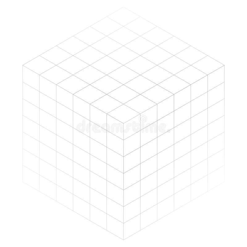 3d Style Geometric Cubic Grid Lines Mesh Design Stock Illustration ...