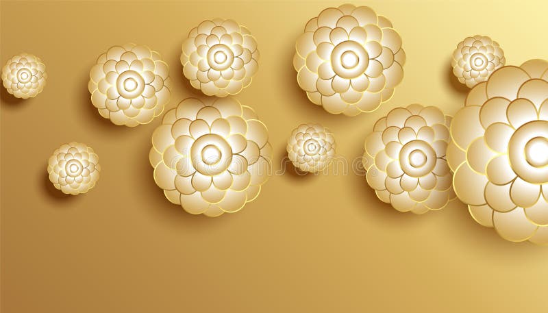 3d Style Golden Flowers Decorative Background Design Stock Vector ...