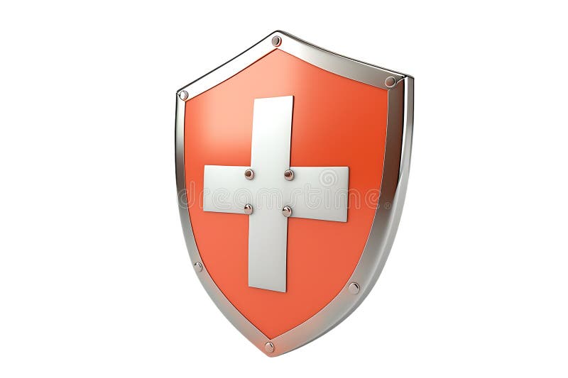 3D Style Medical Cross Shield Icon Isolated on a Transparent Background ...