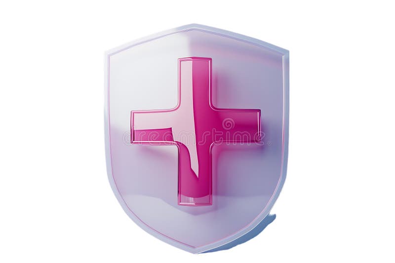 3D Style Medical Cross Shield Icon Isolated on a Transparent Background ...