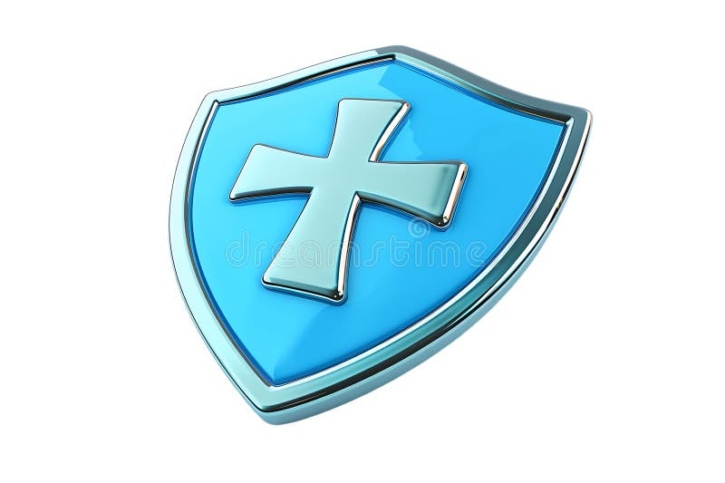 3D Style Medical Cross Shield Icon Isolated on a Transparent Background ...