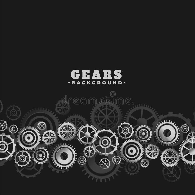 3d Style Metallic Cogwheel Motion Dark Background Design Stock Vector ...