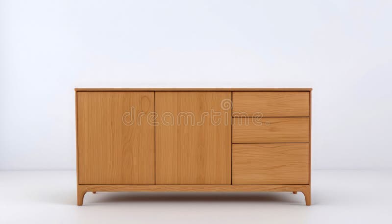 3D Style. Modern Wooden Storage Cabinet Design Stock Illustration ...