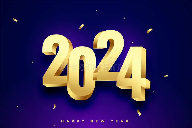 3d Style 2024 New Year Eve Background with Golden Confetti Stock Vector ...