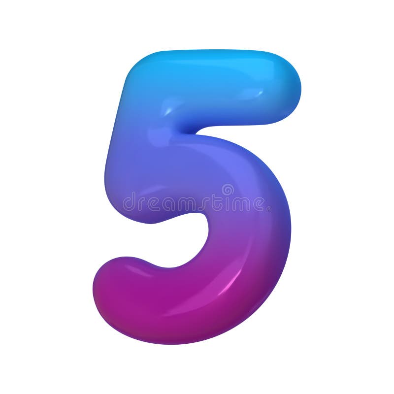 3D Style Number 5. Rendered Digit Five Illustration in Gradient Blue ...