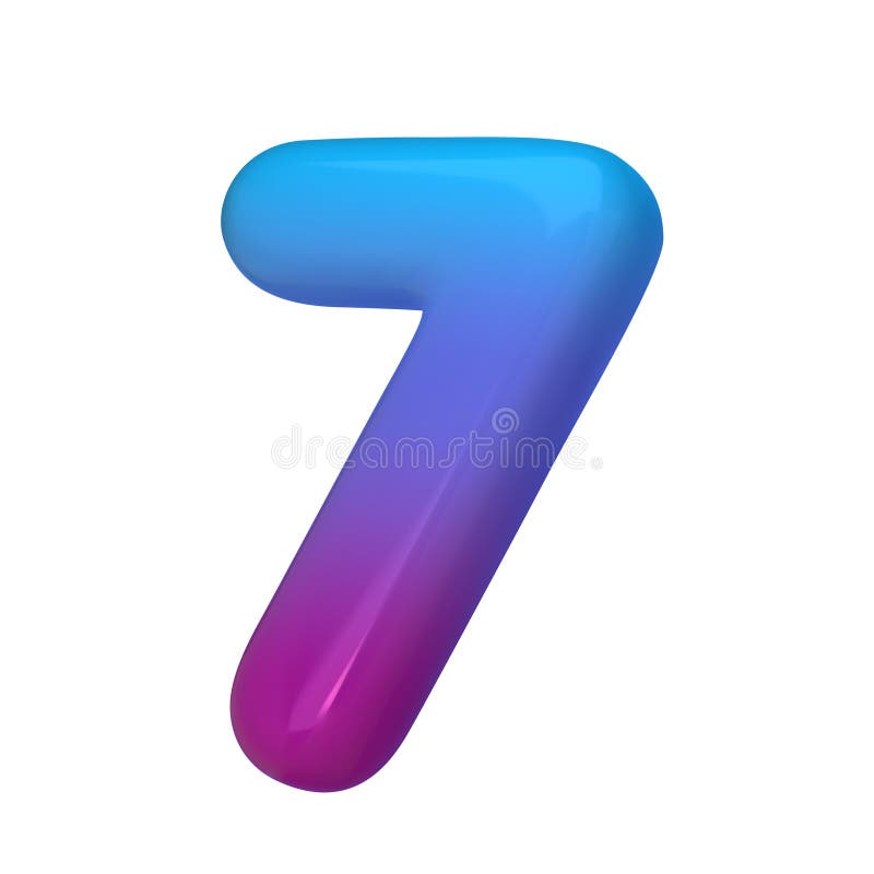 3D Style Number 7. Rendered Digit Seven Illustration in Gradient Blue ...