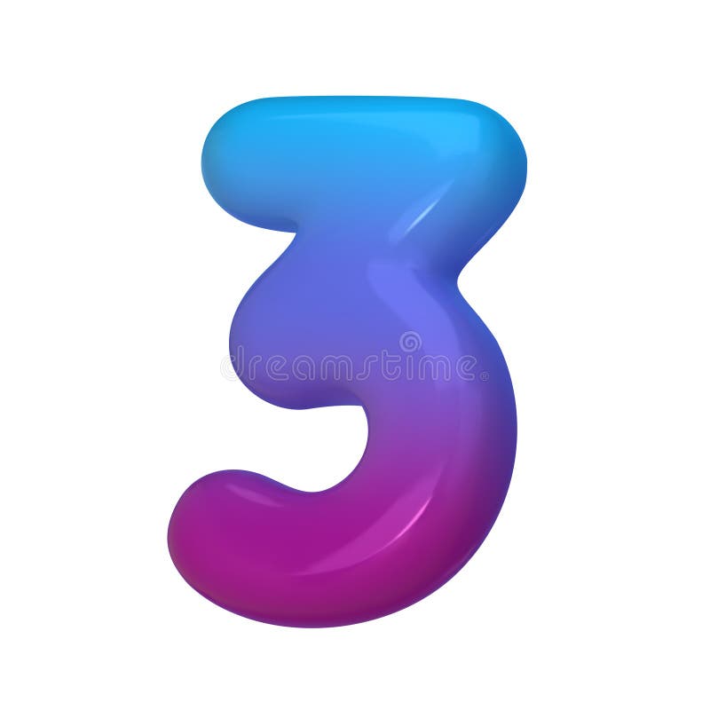3D Style Number 3. Rendered Digit Three Illustration in Gradient Blue ...