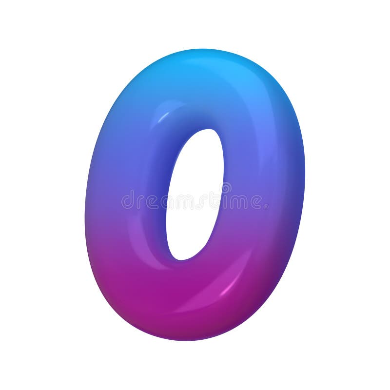 3D Style Number 0. Rendered Digit Zero Illustration in Gradient Blue ...