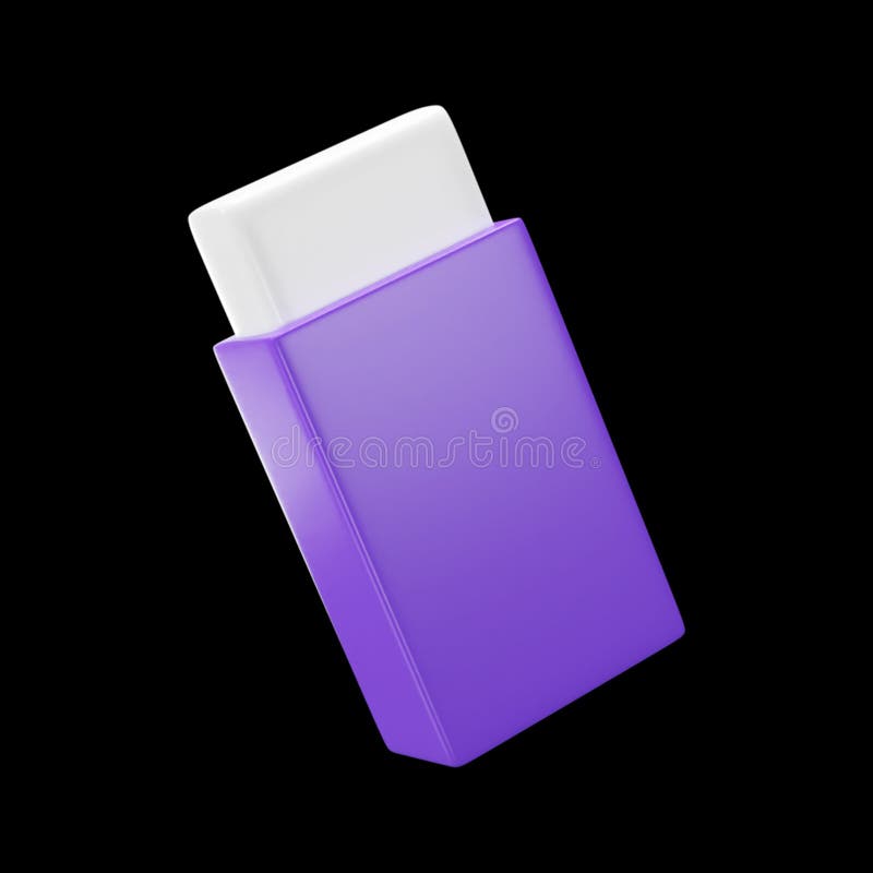 3D Style Purple Color Eraser Icon on Black Stock Illustration ...