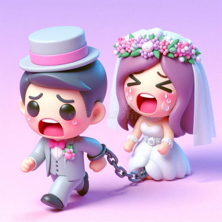 3d Style Scared Chained Groom Running from Bride Commitment Phobia ...