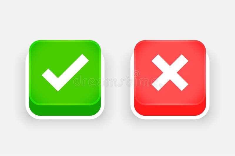 3d Style Tick and Cross Checkmark Button Icon Design Stock Illustration ...