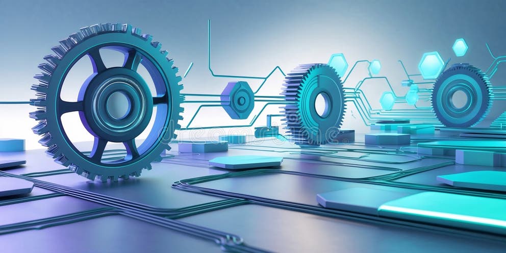 A 3D-style Vector Illustration Featuring Gear Wheels, Interconnected ...