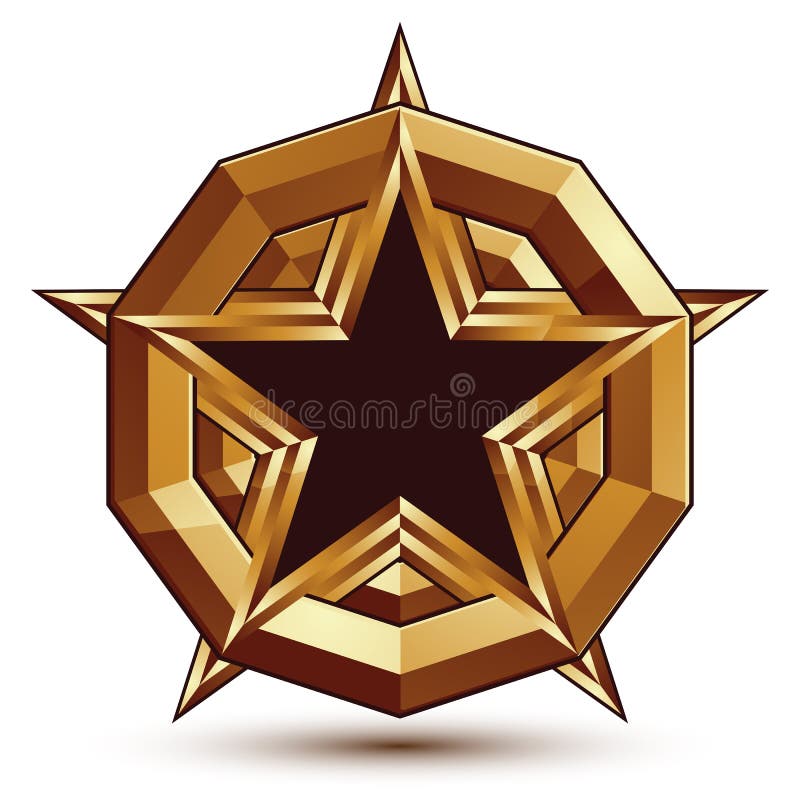 3d Stylish Vector Template with Pentagonal Black Star Symbol Placed on ...
