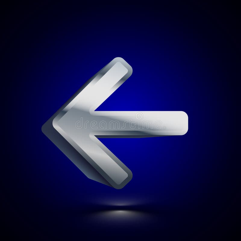 3D Stylized Arrow Left Icon. Silver Vector Icon. Isolated Symbol ...