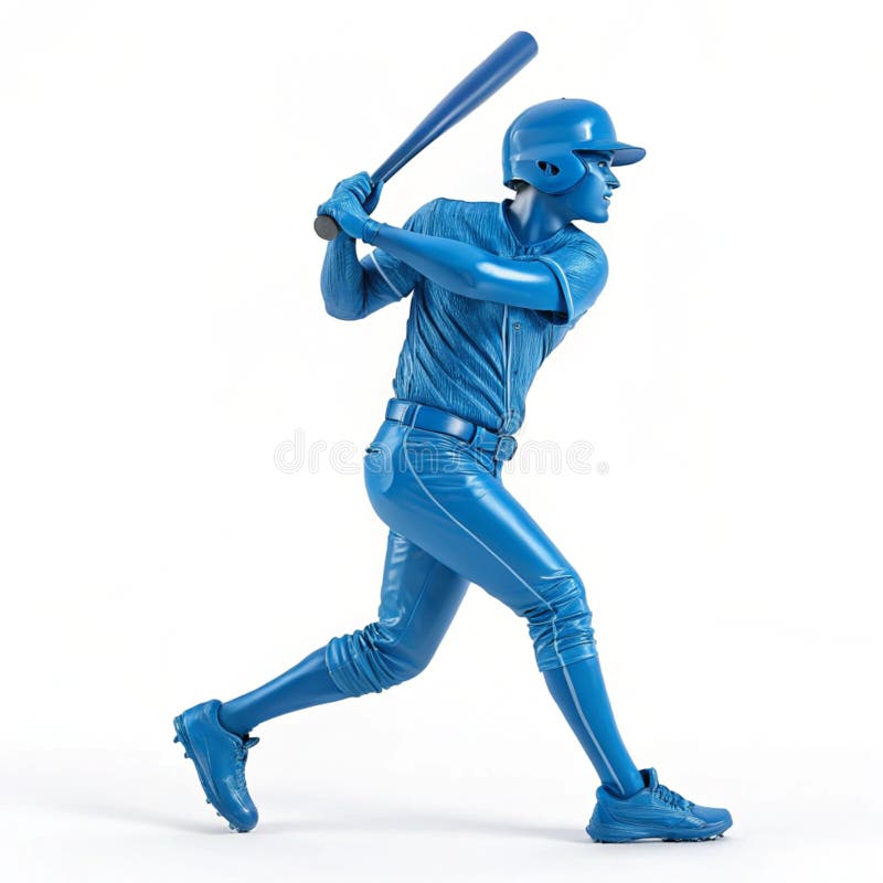 3D Stylized Blue Baseball Player on Transparent Background Stock ...
