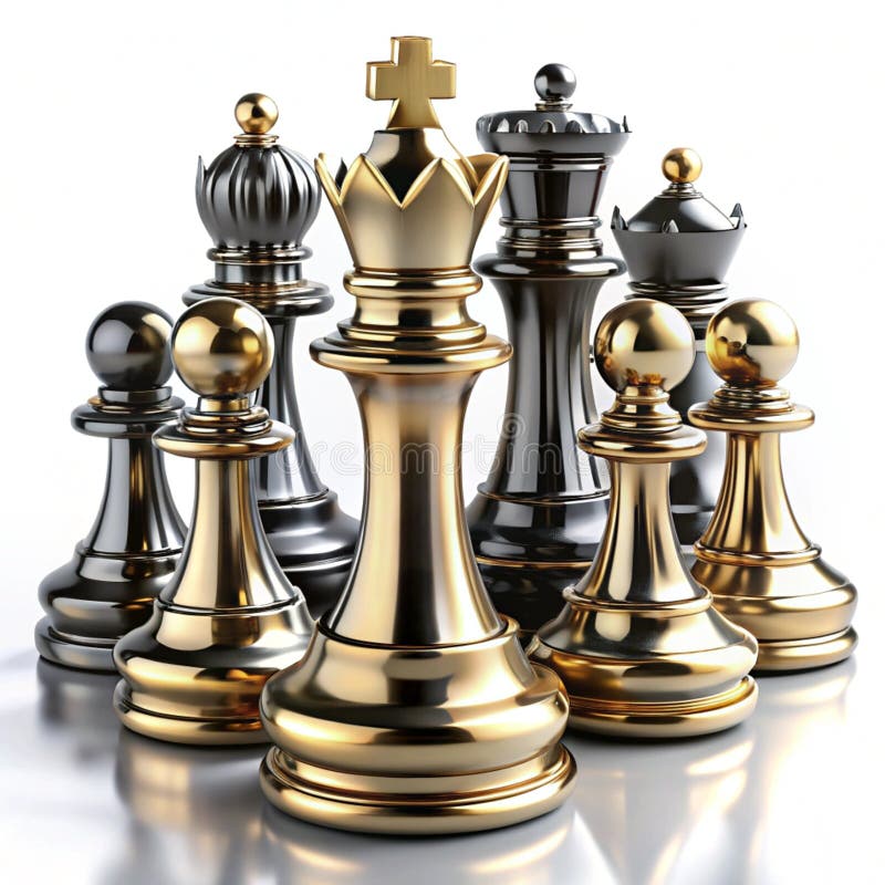 3D Stylized Chess Pieces Isolated Stock Illustration - Illustration of ...