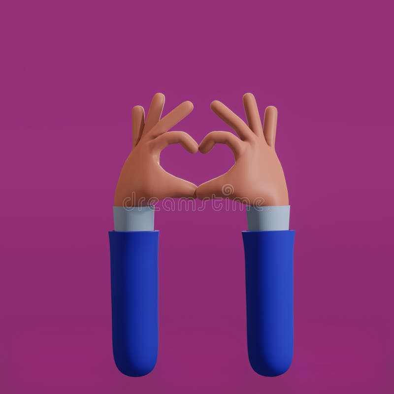 3d Stylized Hands, Heart Gesture Stock Illustration - Illustration of ...