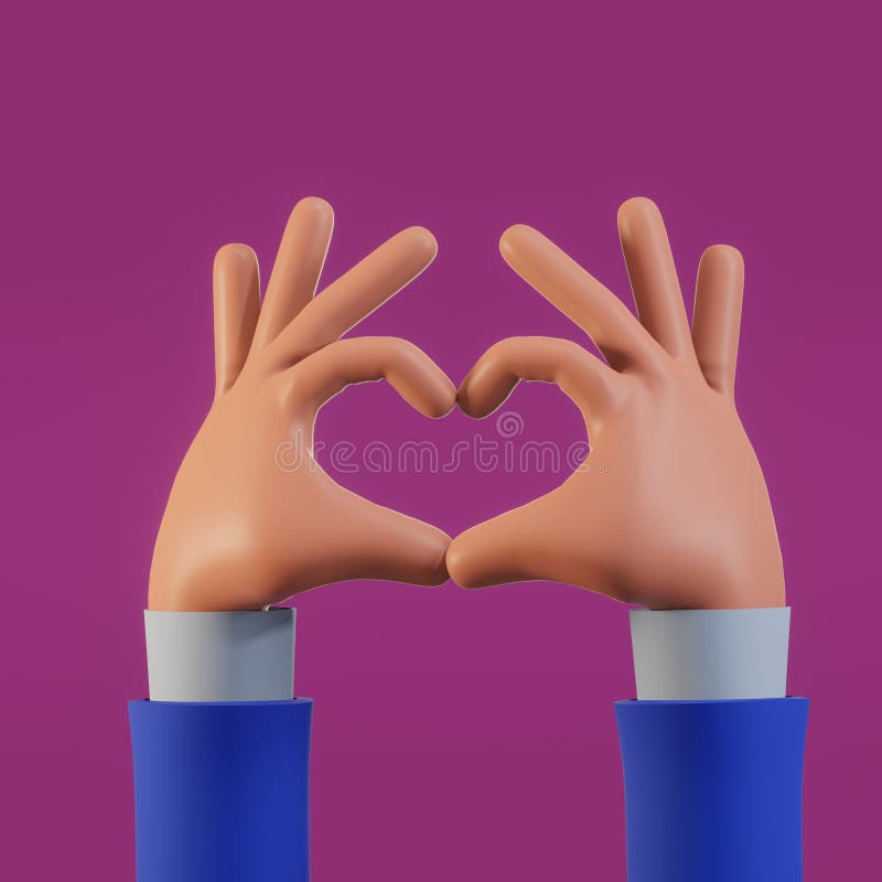 3d Stylized Hands, Heart Gesture Stock Illustration - Illustration of ...