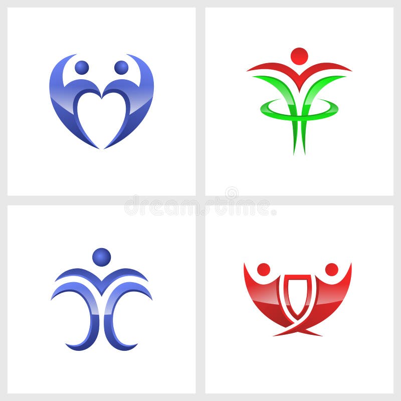3D Stylized Human Logo Bundle Stock Vector - Illustration of social ...