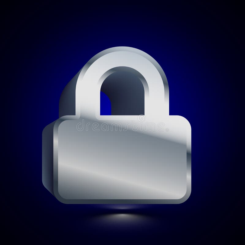 3D Stylized Lock Icon. Silver Vector Icon. Isolated Symbol Illustration ...
