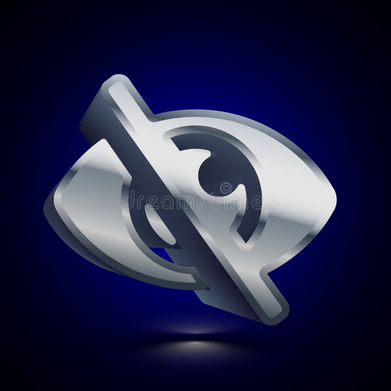 3D Stylized Not Visible Icon. Silver Vector Icon. Isolated Symbol ...