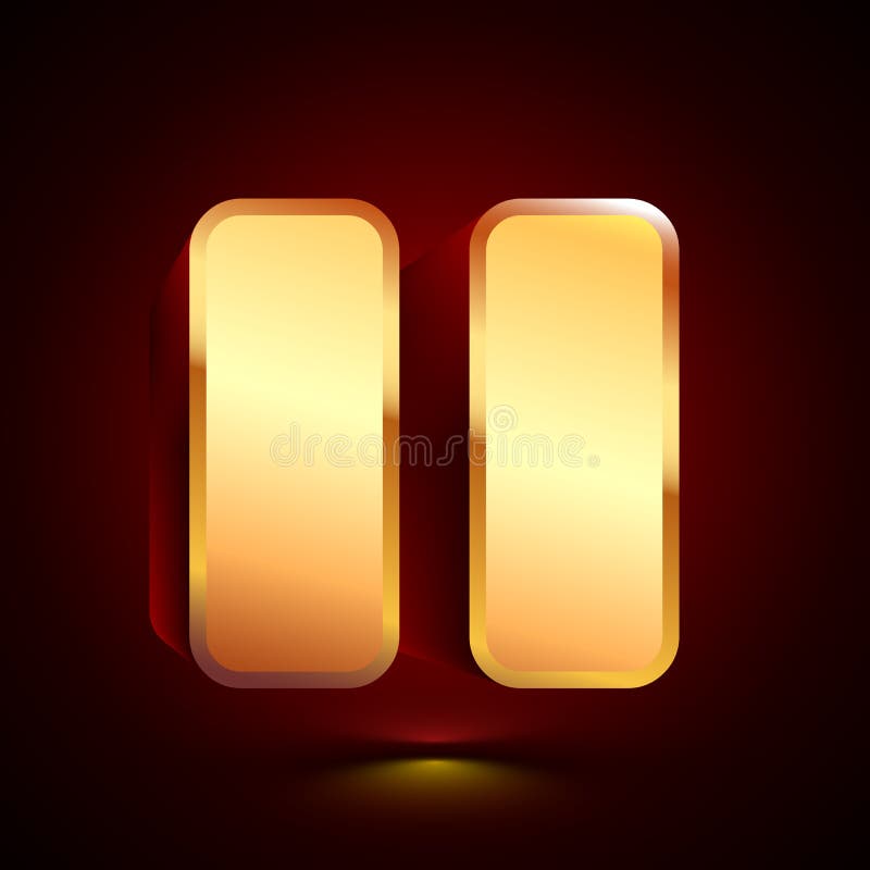 3D Stylized Pause Icon. Golden Vector Icon. Isolated Symbol ... 3D Stylized Pause Icon. Golden Vector Icon. Isolated Symbol ...