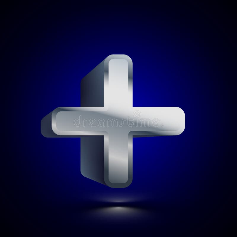 3D Stylized Plus Icon. Silver Vector Icon. Isolated Symbol Illustration ...