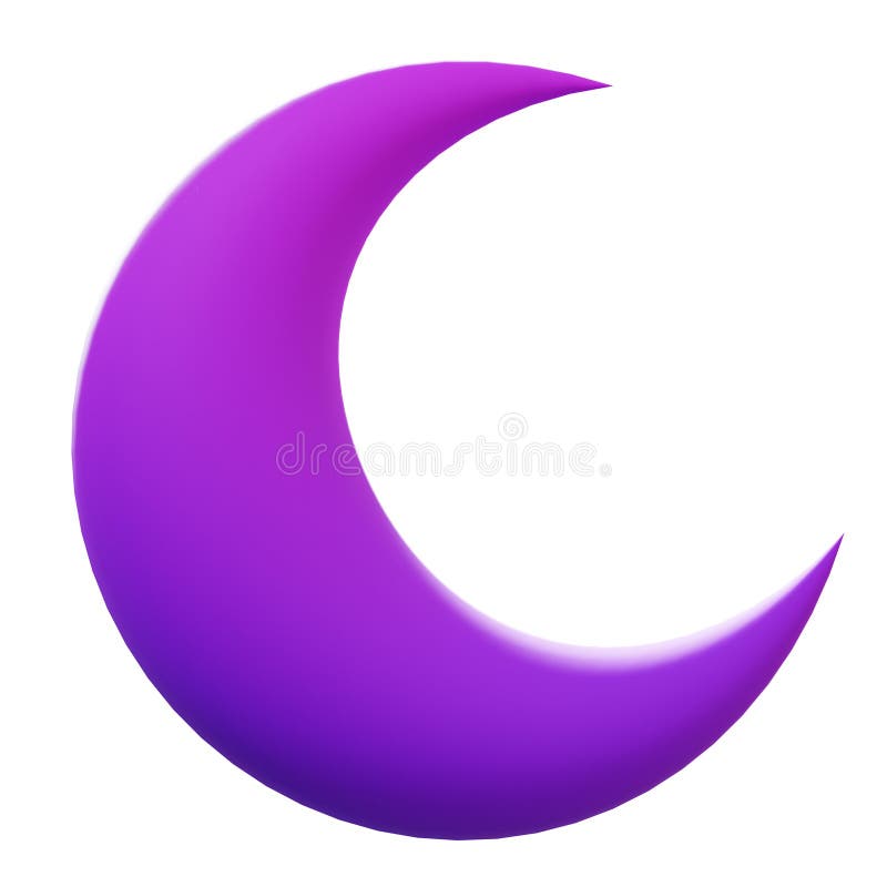 Stylized Purple Crescent Moon Icon - Climate, Weather3D Stylized Purple ...