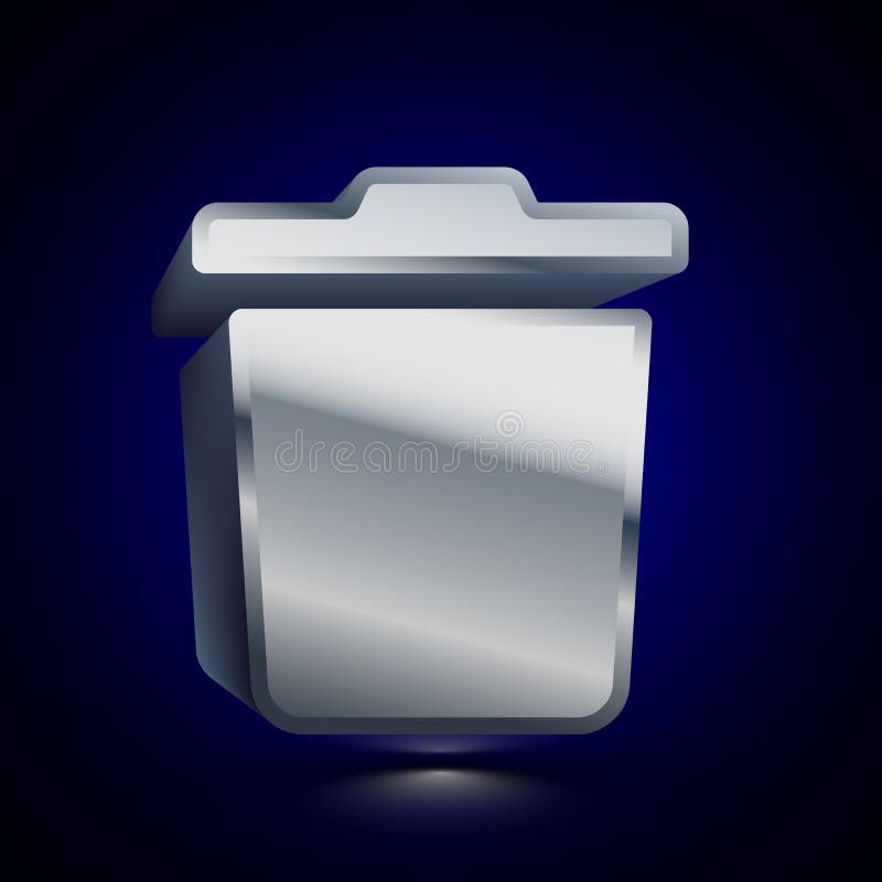 3D Stylized Trash Bin Icon. Silver Vector Icon. Isolated Symbol ...
