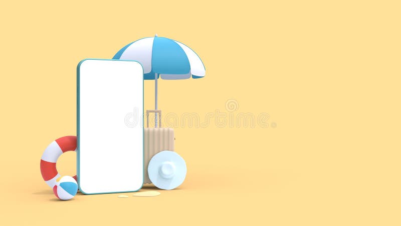 3D Summer with Mobile App Mockup. Concept of Vacation Stock ...
