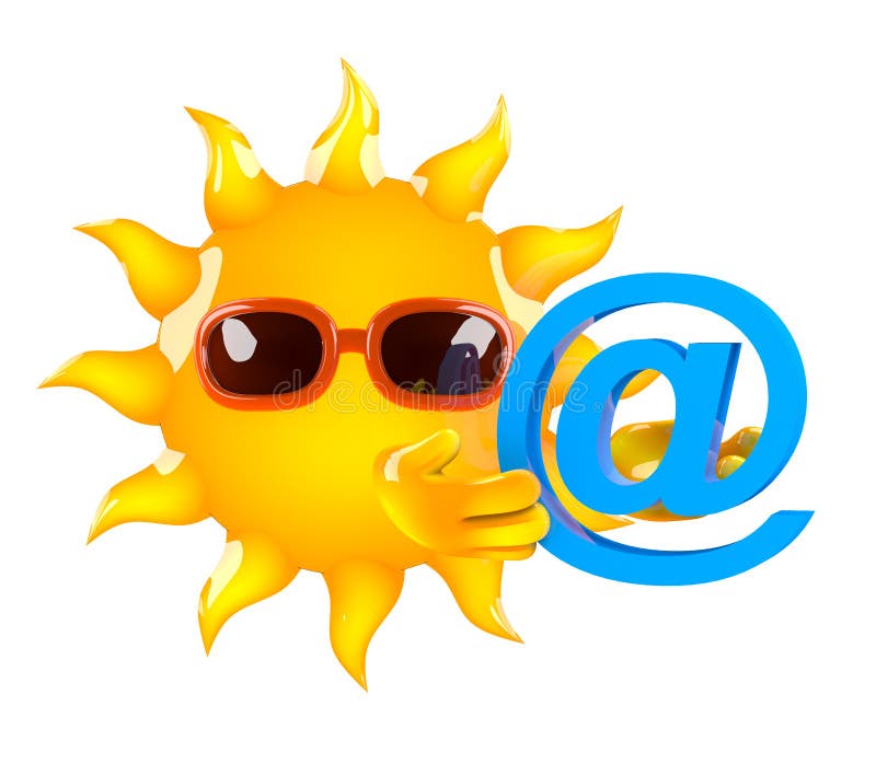 3d Sun Has an Email Address Stock Illustration - Illustration of ...