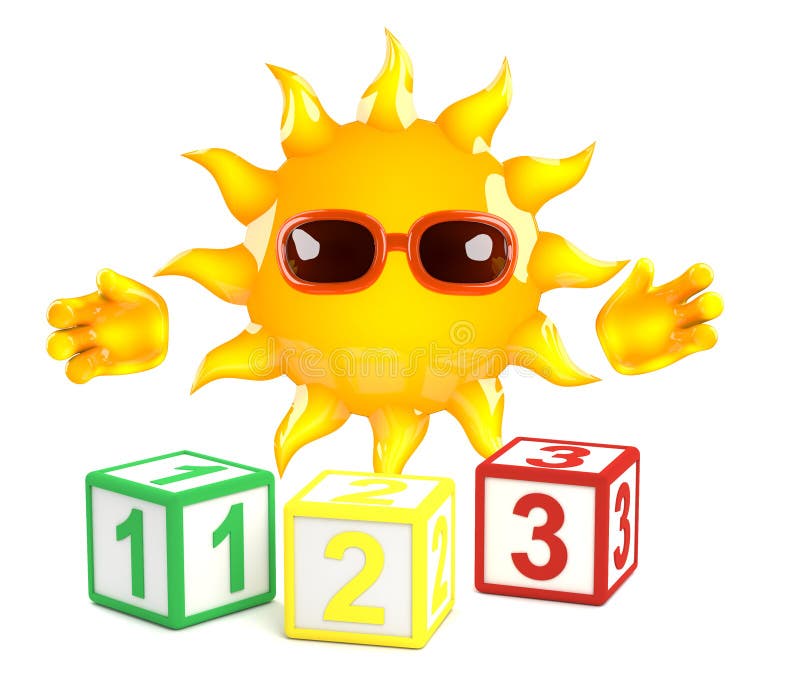 3d Sun learns to count stock illustration. Illustration of numbers ...