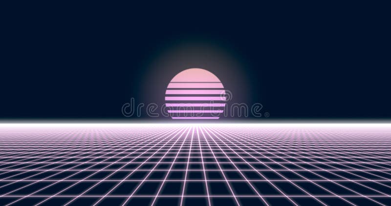 3d Sun of a Retro Cyberpunk Styled Horizon in Neon Pink Stock ...