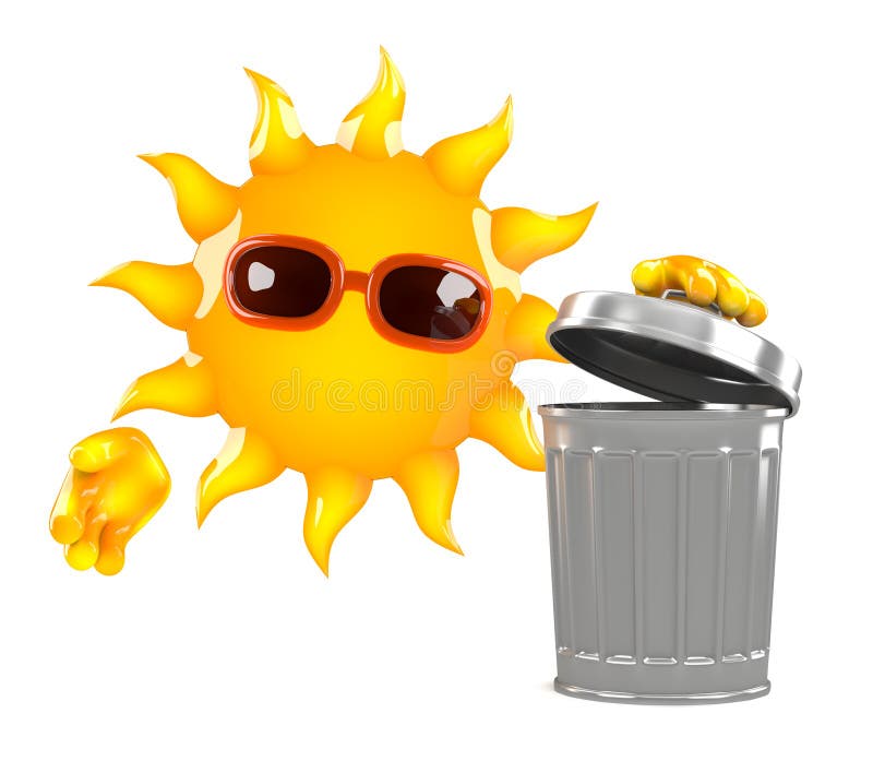 3d Sun Throws Out the Rubbish Stock Vector - Illustration of yellow ...