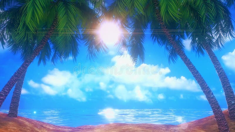 Sunny Day at the Beach - Cartoon Style - Loop Sea Ocean Landscape ...
