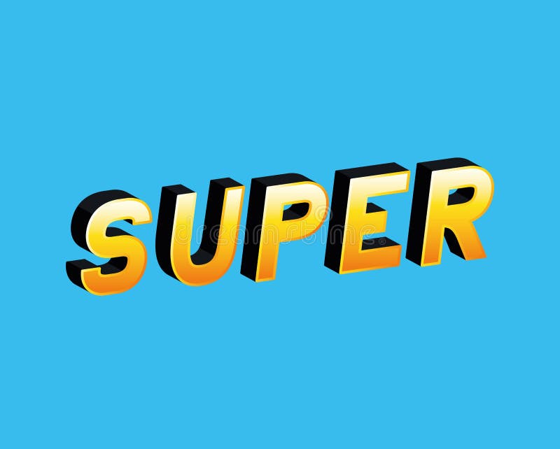 3d Super Lettering on Blue Background Vector Design Stock Vector ...