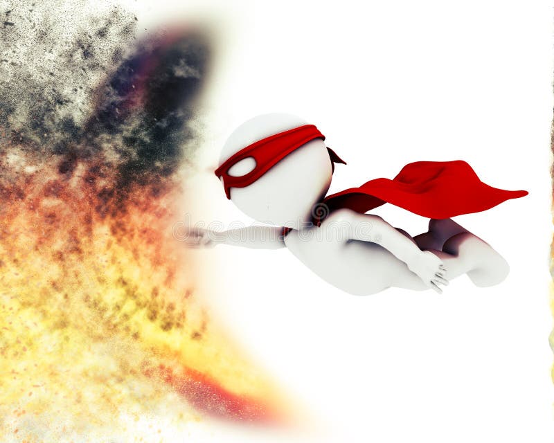 3D Superhero with Blast Special Effect Stock Illustration ...
