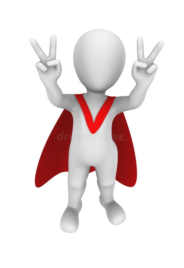 3d Superhero. Victory Gesture. Stock Illustration - Illustration of ...
