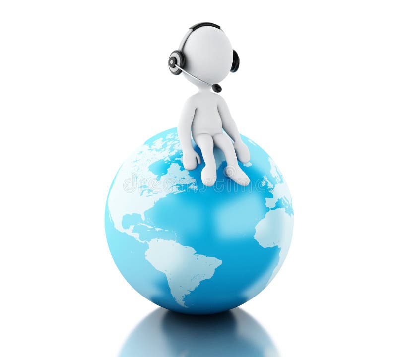 3d Support People on Top of Globe. Stock Illustration - Illustration of ...