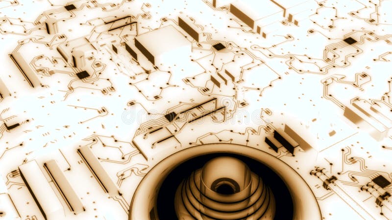 3D Surface of Computer Circuit. Design. Animated Diagram of Computer ...