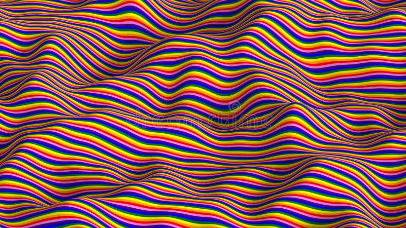 3D Surreal Striped Rainbow Pattern Background Stock Illustration ...