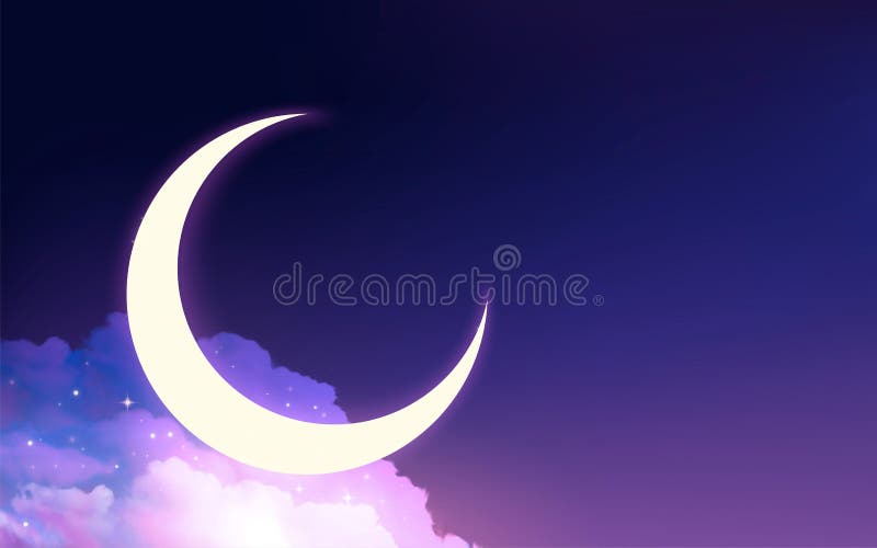 3d Surreal Violet Moon Night Scene Stock Vector - Illustration of ...