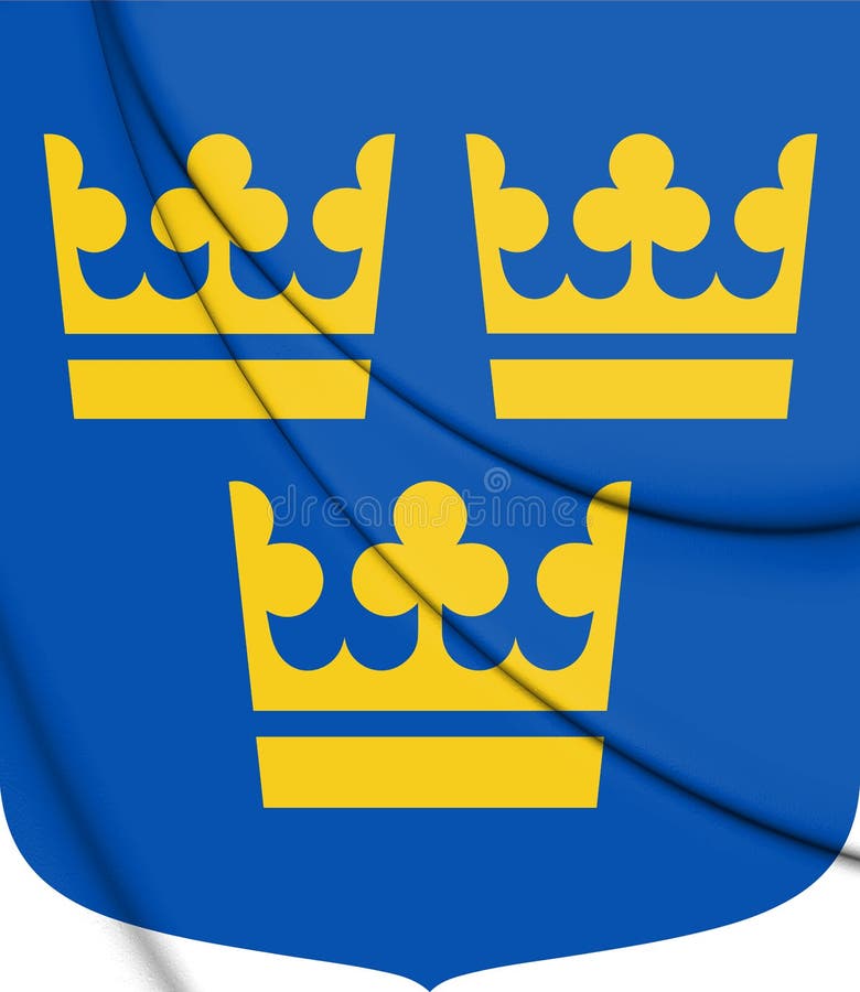 3D Sweden coat of arms. stock illustration. Illustration of banner ...