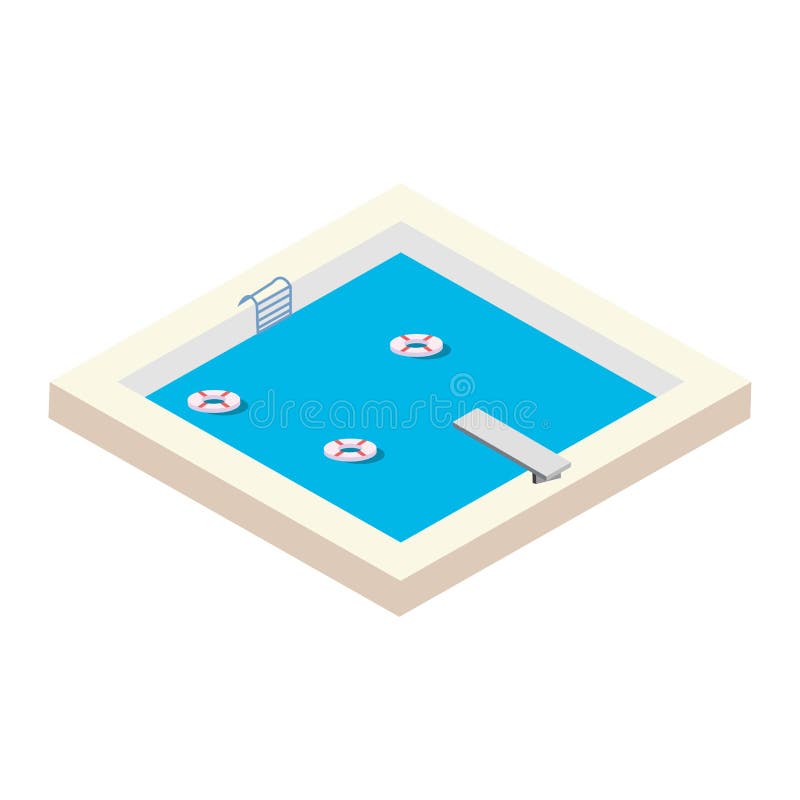 2.5D Swimming Pool Vector Design with the Lifebuoy Concept, Swimming ...