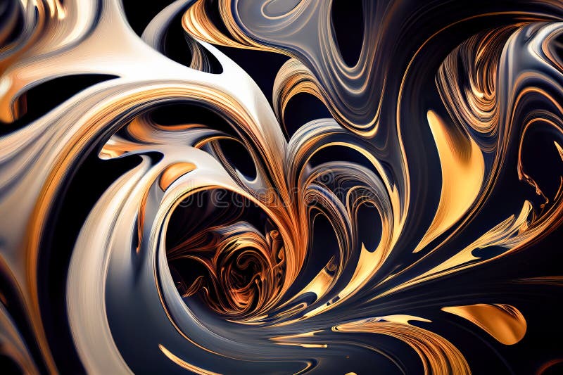 3d Swirl of Liquid Gold. Generative AI Stock Illustration ...