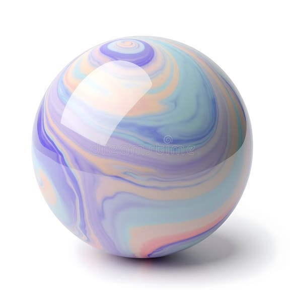 3D Swirled Marble Ball Isolated on a White Background Stock ...