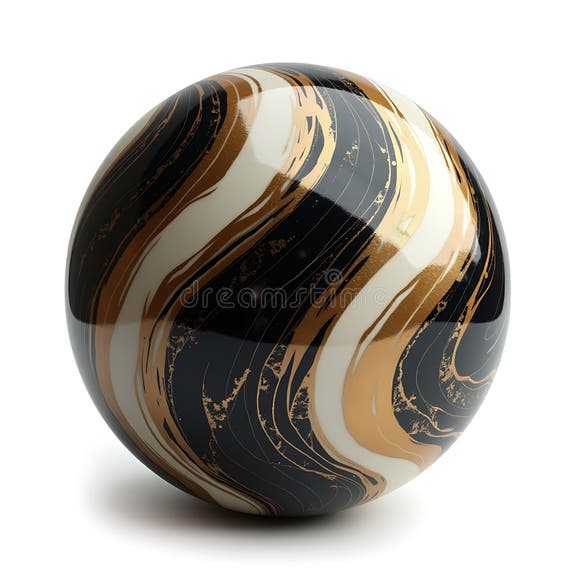 3D Swirled Marble Ball Isolated on a White Background Stock ...